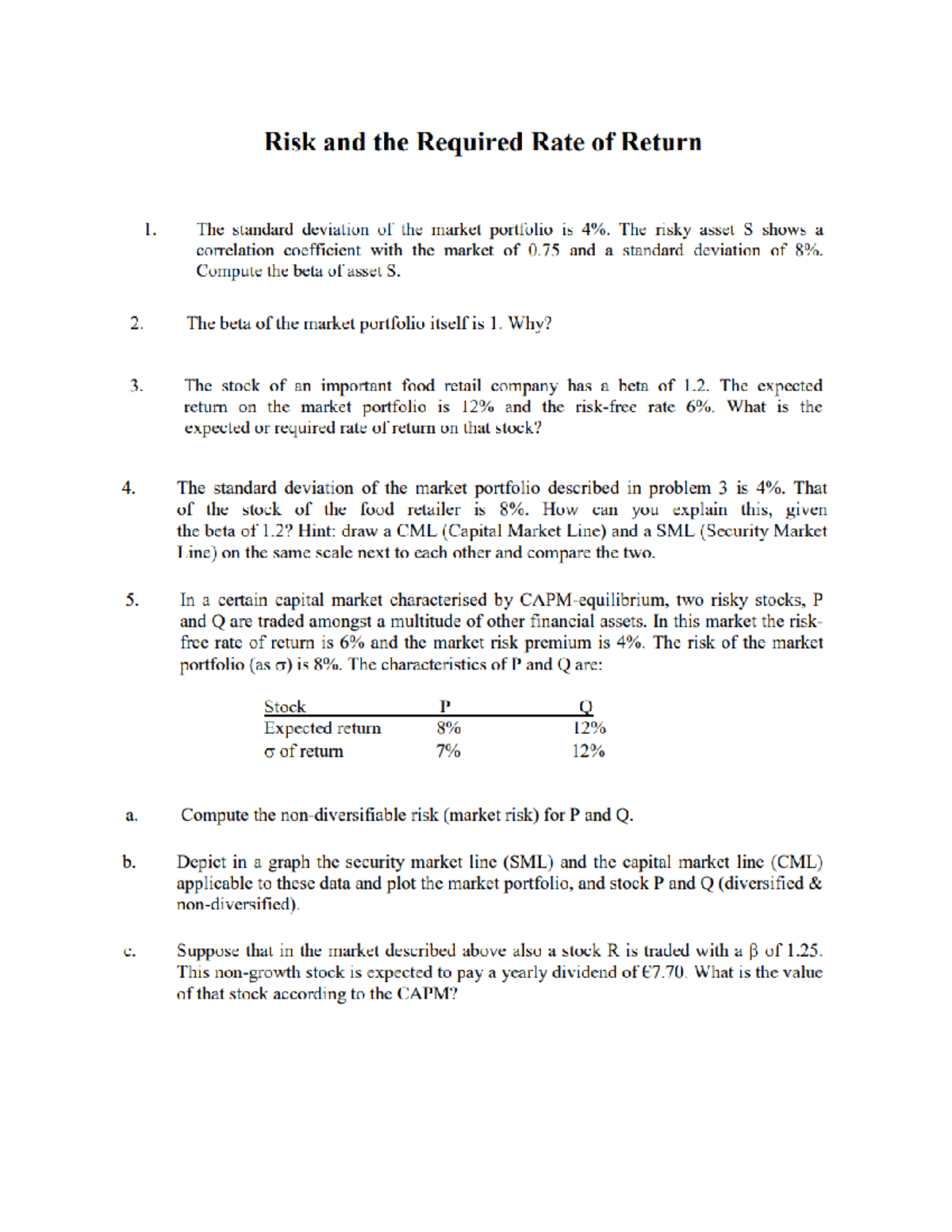 Risk and the Required Rate of Return - Economics - Studocu