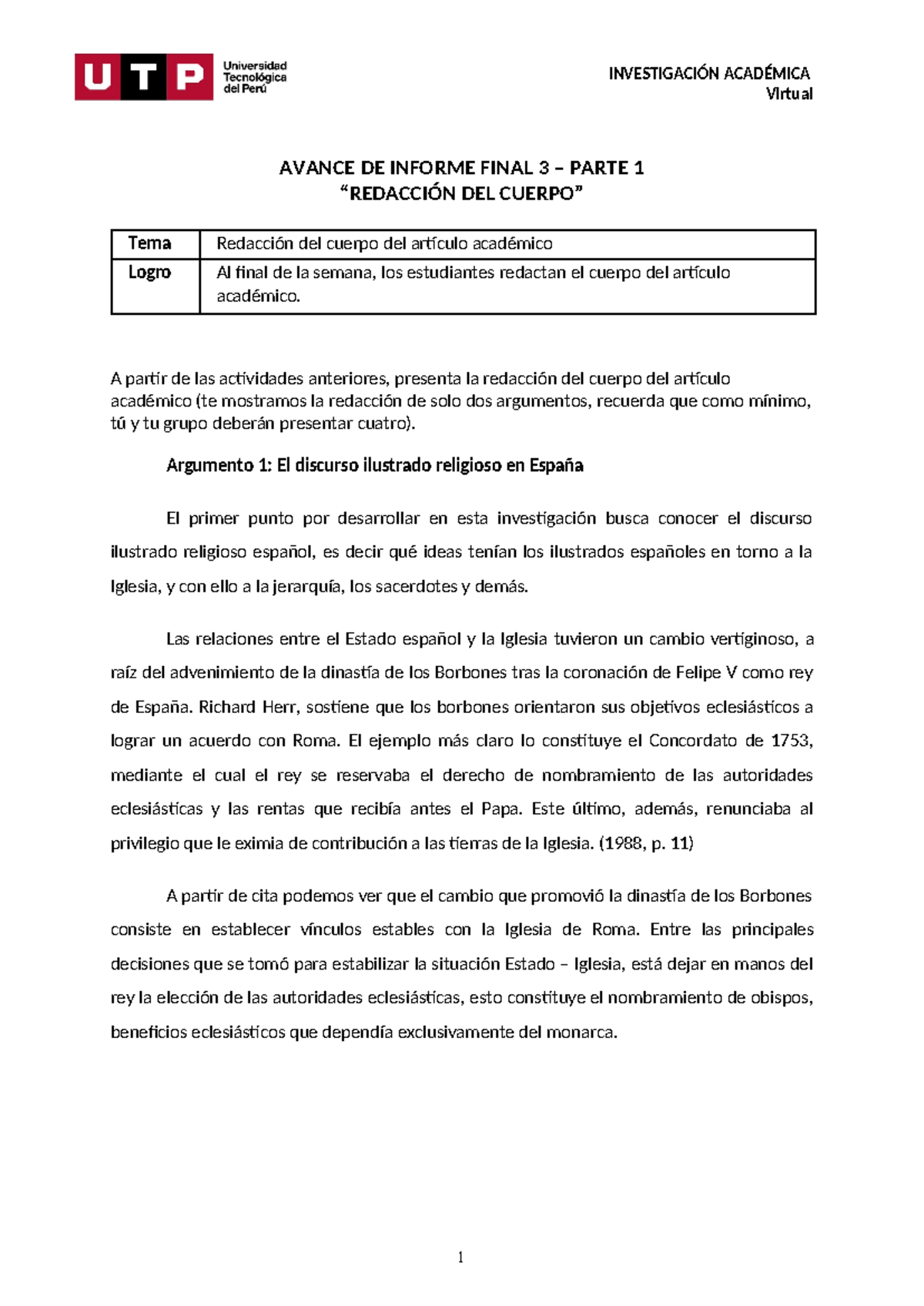 El discurso ilustrado religioso en España - Virtual AVANCE DE INFORME ...