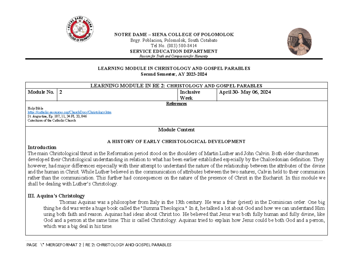 RE 2 Module 2 - this is for the students who wants a copy of their ...