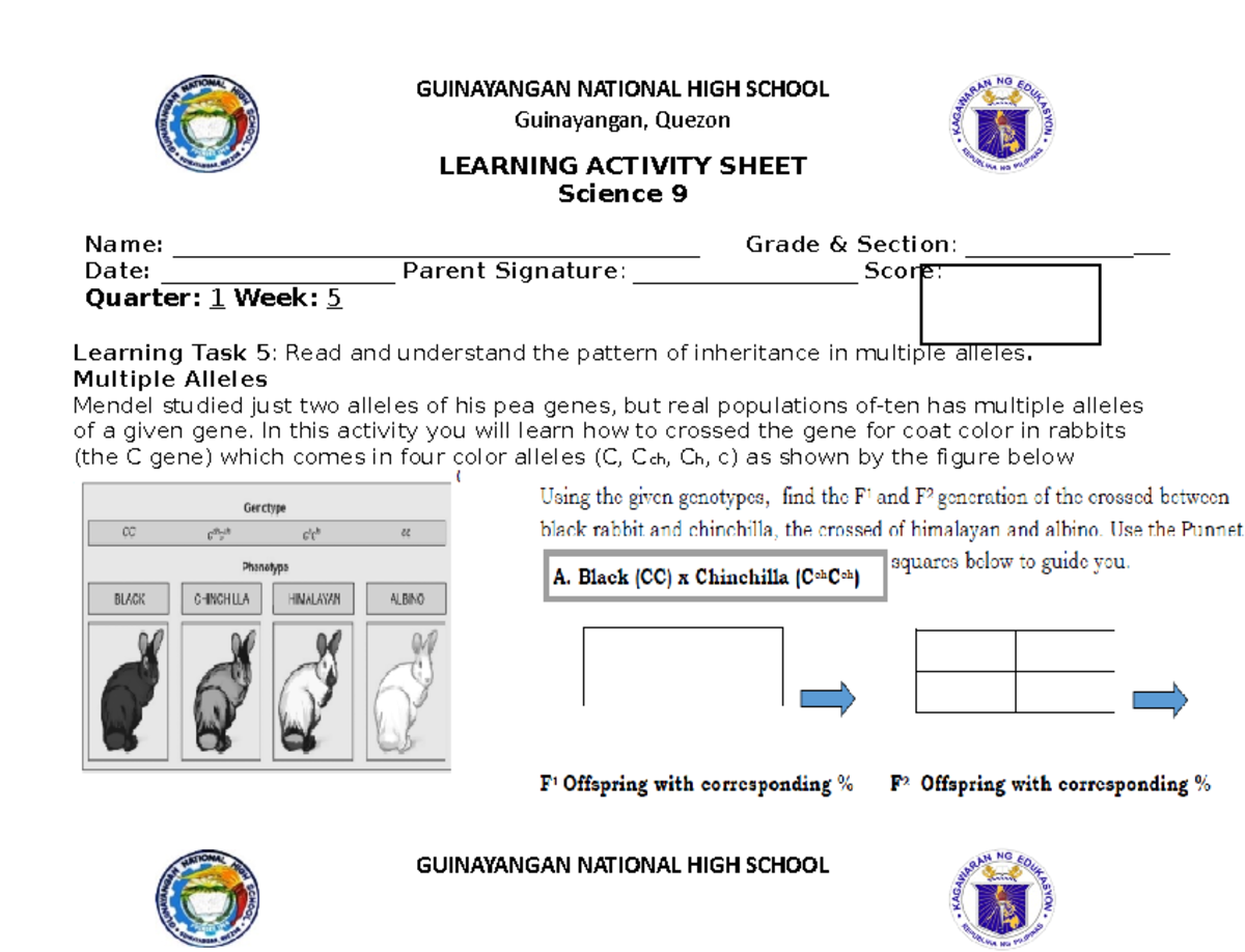 Science 9 Q1 week 5 GNHS - WEEK 5 MODULE - GUINAYANGAN NATIONAL HIGH ...
