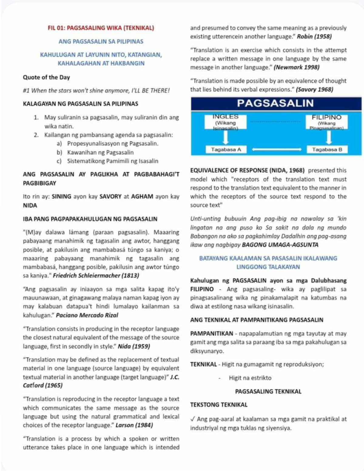 Pagsasalin WIKA Lectures - Pagsasaling Wika (Teknikal) - Studocu