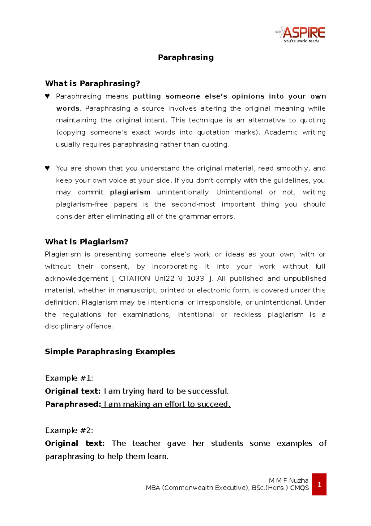 Paraphrasing - Paraphrase sample - Paraphrasing What is Paraphrasing ...