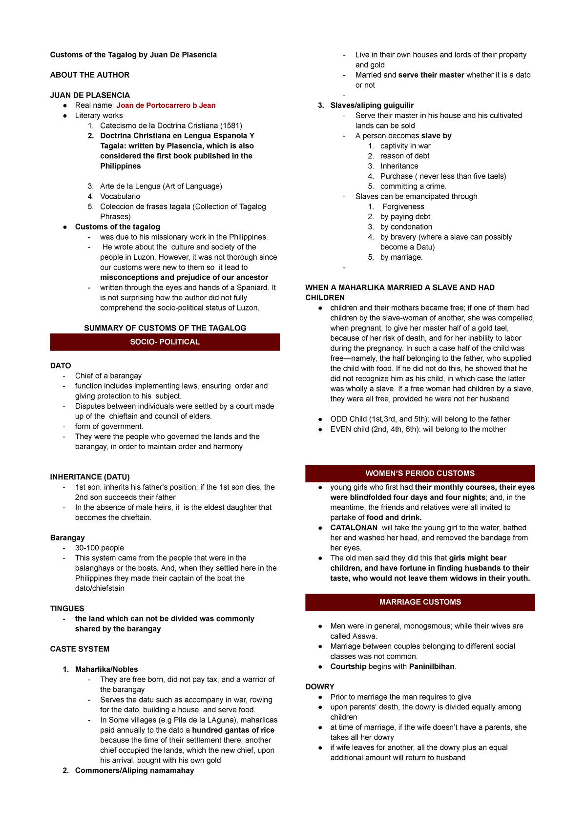 Updated Customs OF THE Tagalog - Customs of the Tagalog by Juan De ...