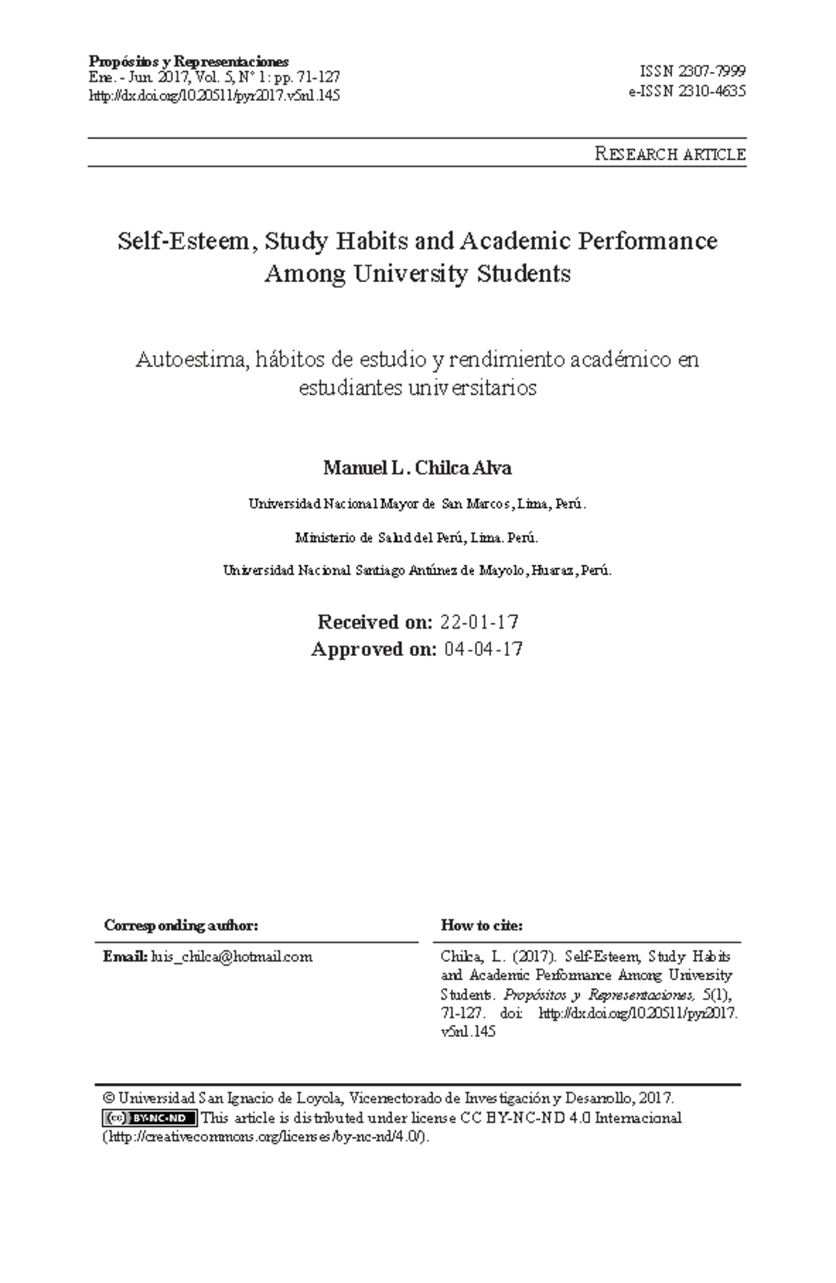 EJ1139345 - Lecture - ReseaRch aRticle Self-Esteem, Study Habits and ...