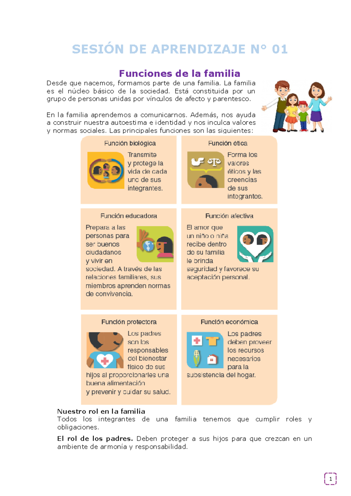 Fichas DEL 29 AL 03 DE MAYO V - SESIÓN DE APRENDIZAJE N° 01 Funciones ...