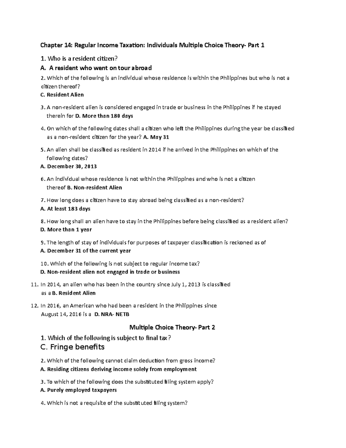Income Taxation Chapter 14 Chapter 14 Regular Income Taxation