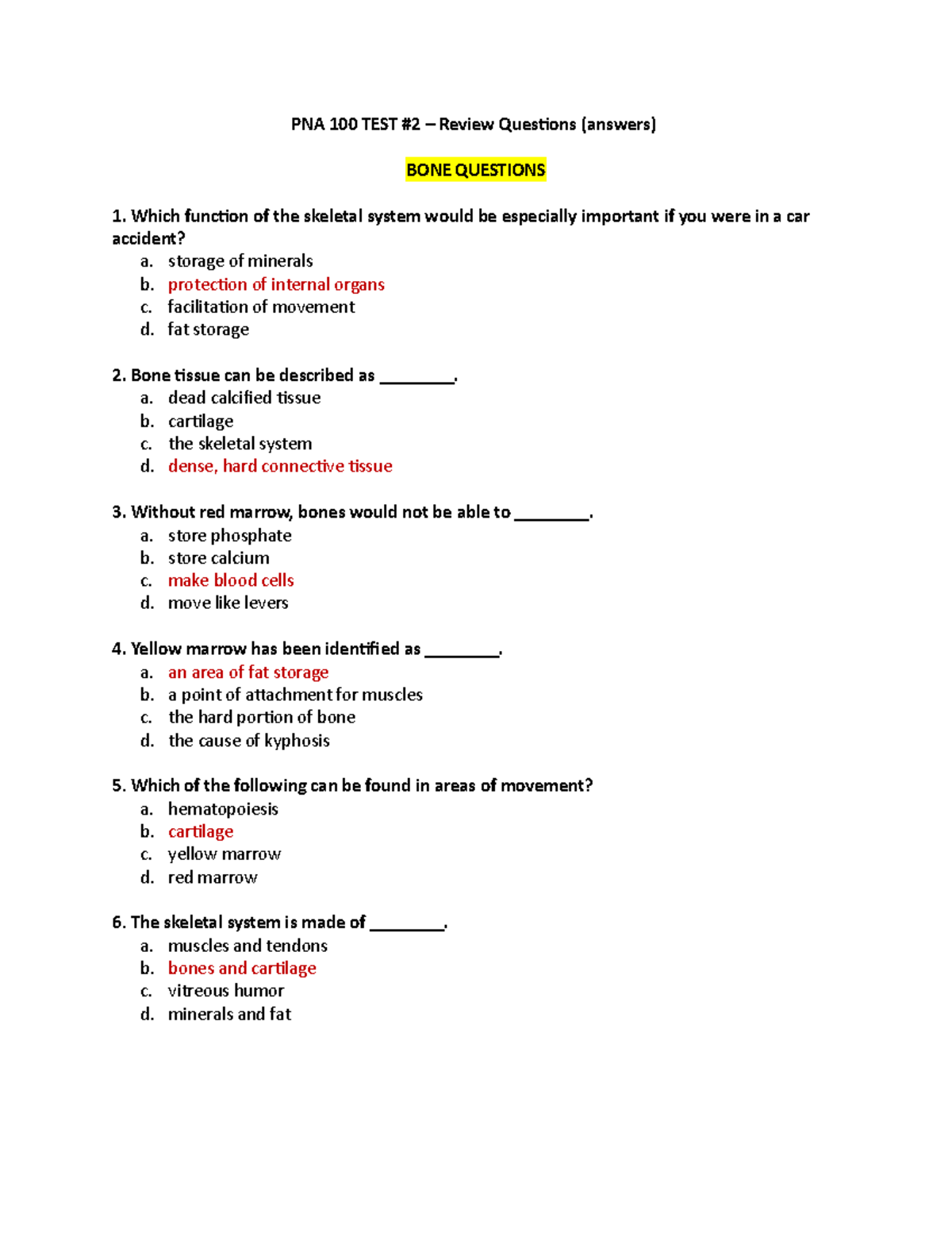 PNA 100 TEST 2 Practice Questions - PNA 100 TEST #2 – Review Questions ...