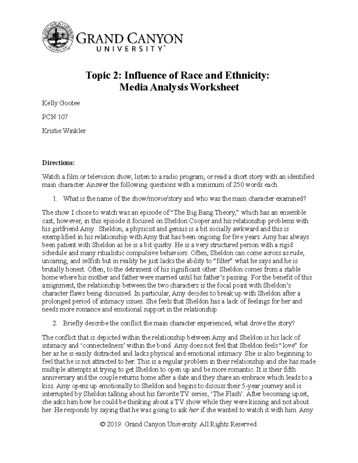 PCN107.T2 Media Analysis Worksheet - Topic 2: Influence of Race and ...