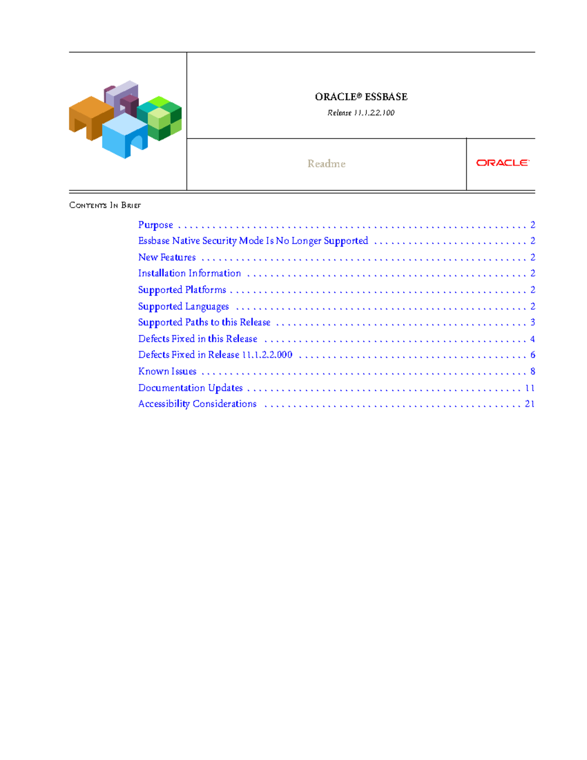esbase eco 2023 oracle - ORACLE® ESSBASE Readme Release 11.1.2. Purpose ...