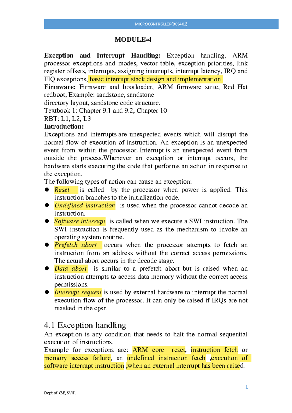 Module-4 Notes - 1 MODULE- 4 Exception and Interrupt Handling ...