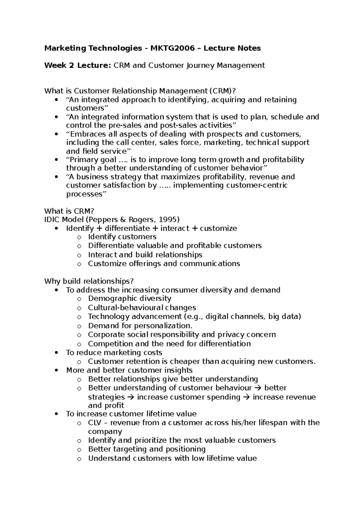 MT Lecture Week 2 - Marketing Technologies - MKTG2006 – Lecture Notes ...
