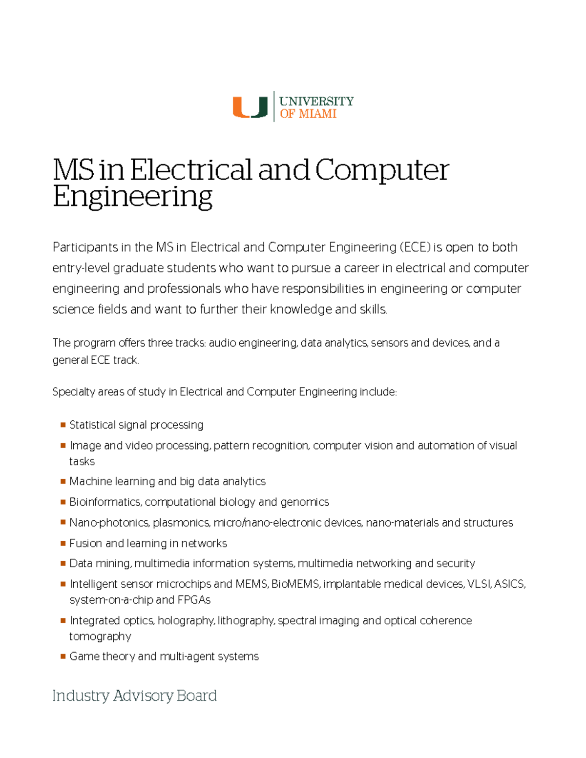 MS in Electrical and Computer Engineering Electrical and Computer ...