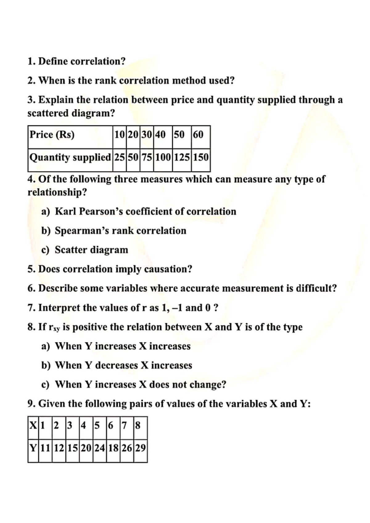 Correlation assignment - 1. Define correlation? 2. When is the rank correlation method used? 3 ...