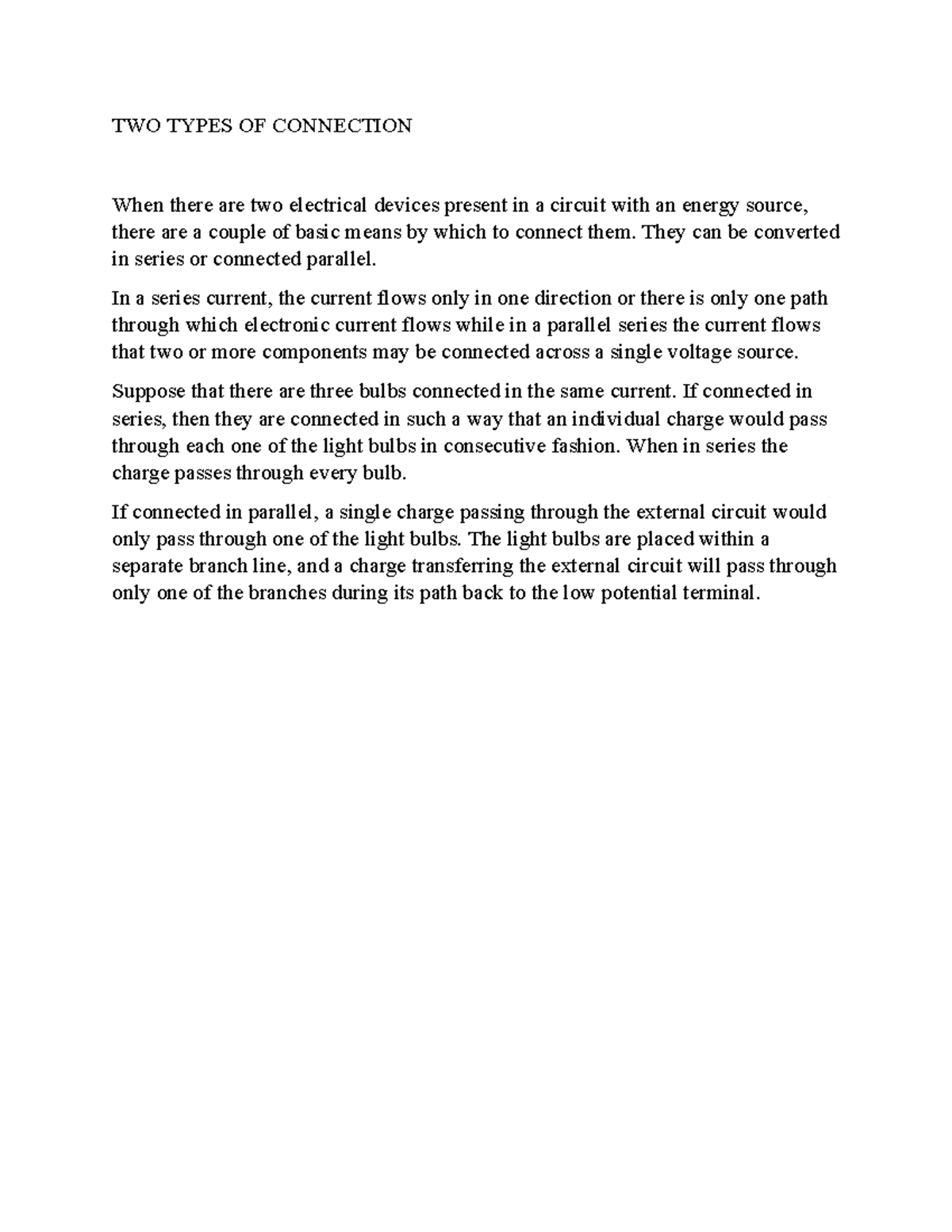 TWO Types OF Connection - TWO TYPES OF CONNECTION When there are two ...