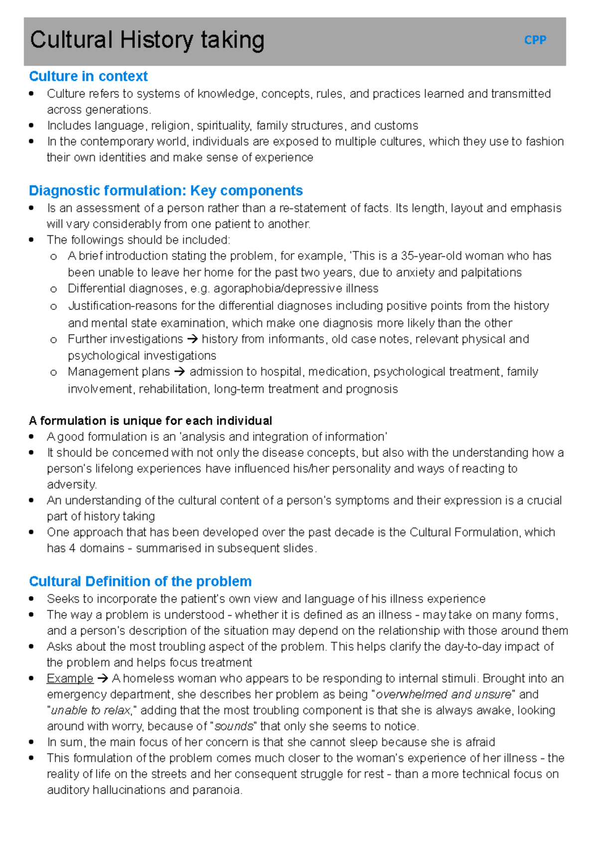Cultural history taking - Culture in context Culture refers to systems ...