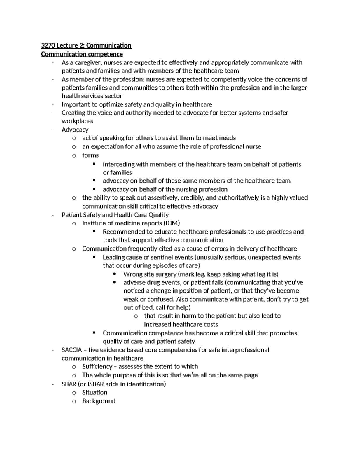 3270 Lecture 2 - Notes - 3270 Lecture 2: Communication Communication ...