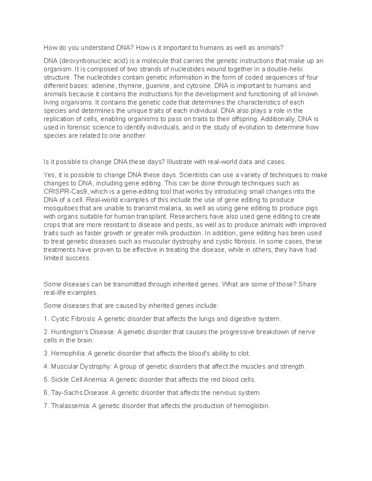 Speakinggg - 123 - How do you understand DNA? How is it important to ...