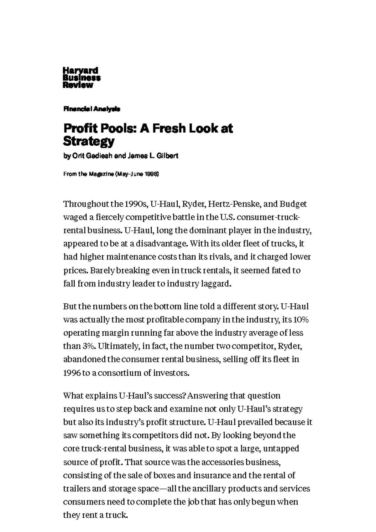 Profit Pools A Fresh Look at Strategy - Financial Analysis Profit Pools ...