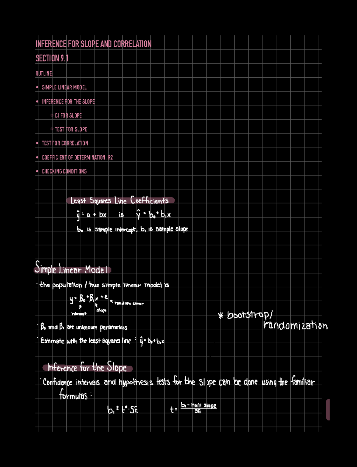 STAT Lecture 9.1 LVA - NOTES - INFERENCE FOR SLOPE AND CORRELATION ...