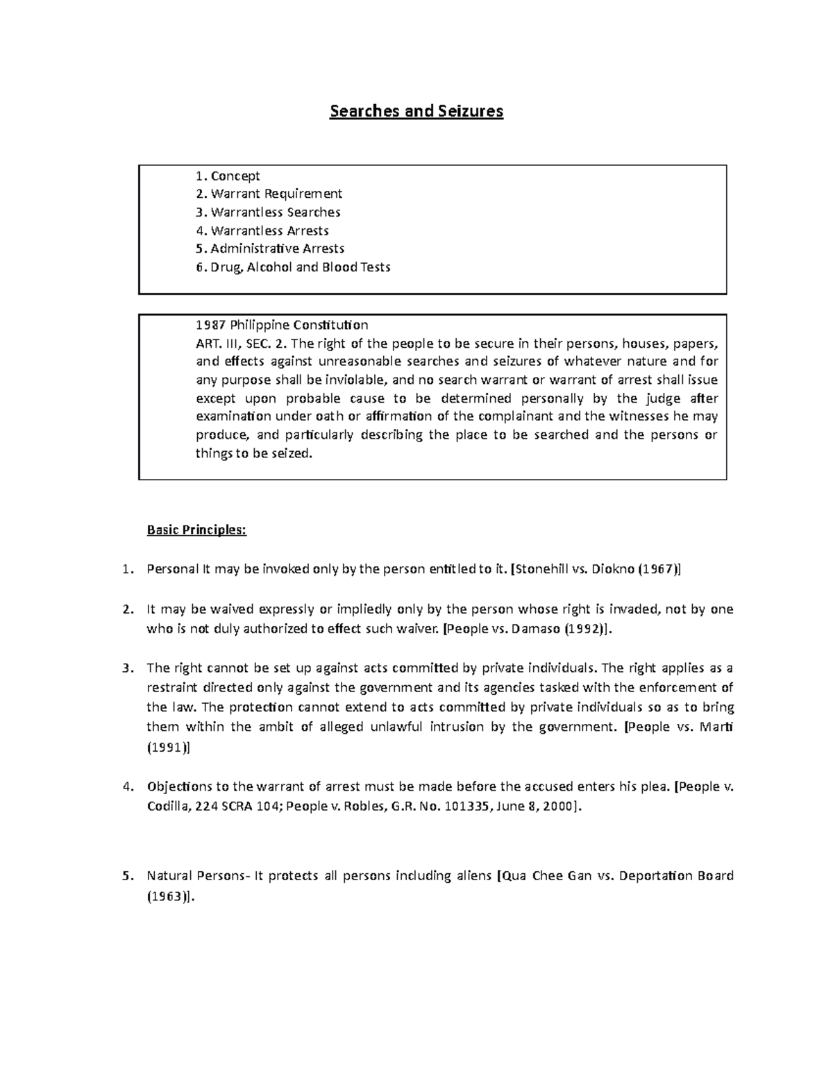 Part 8; Searches and Seizures - Searches and Seizures Concept Warrant ...