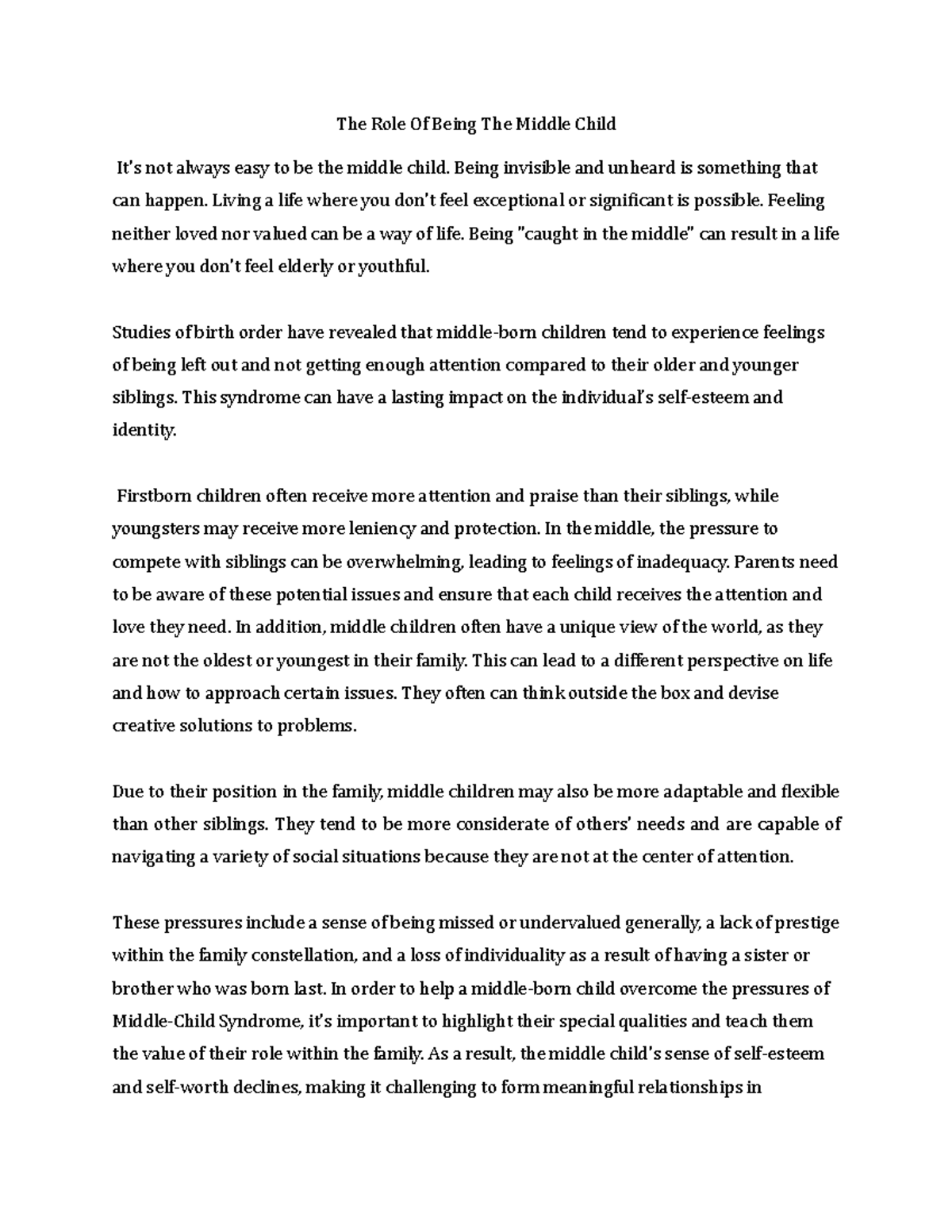 English-PT - hihiihhi - The Role Of Being The Middle Child It's not ...