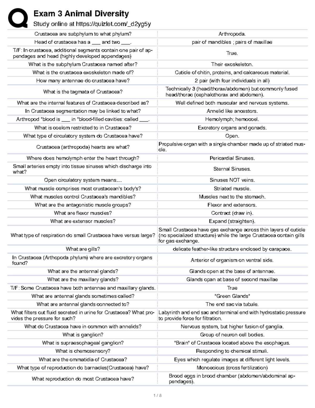 Animal Diversity Study Guide - Exam 3 Animal Diversity Study online at ...