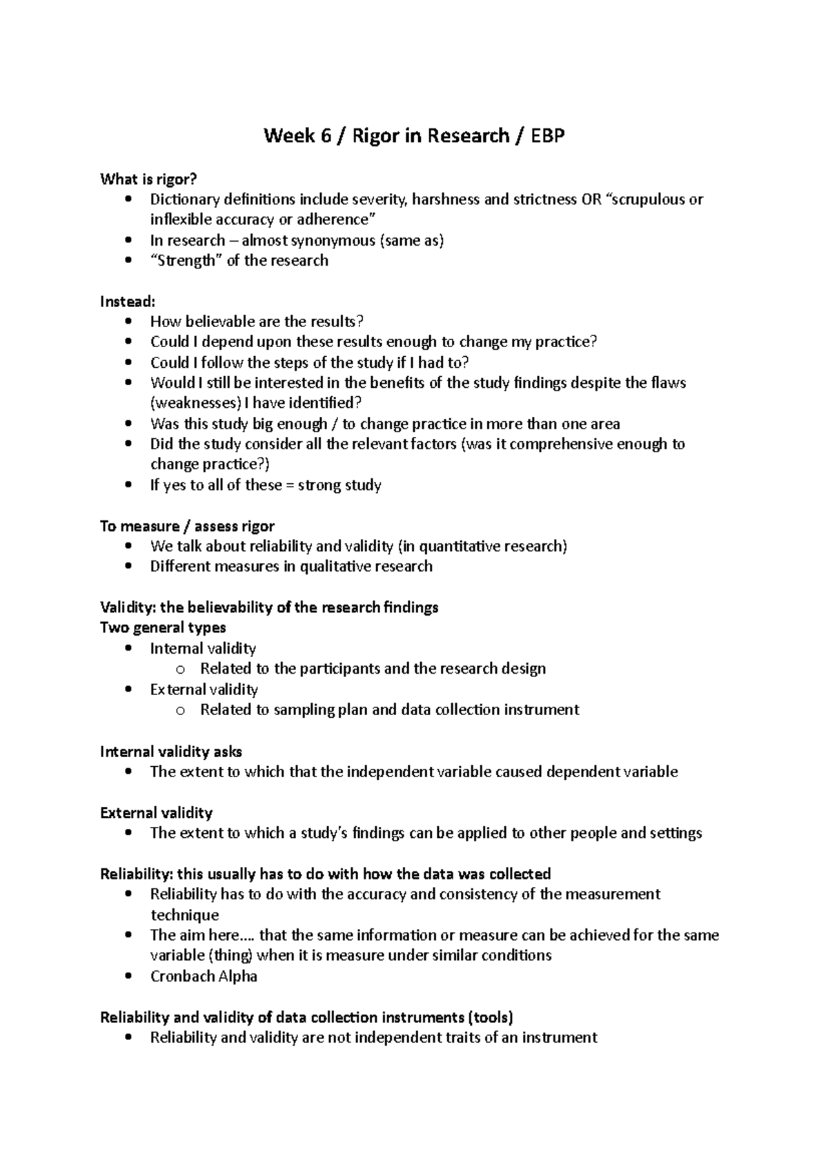 Rigor in Research - Lecture notes 6 - Week 6 / Rigor in Research / EBP ...