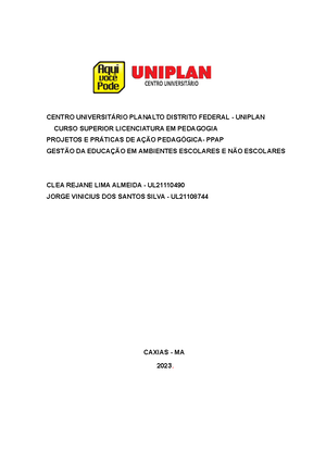 TCC Elaine 2021 - tcc finalizacao de curso de pedagogia - UNIPLAN ...
