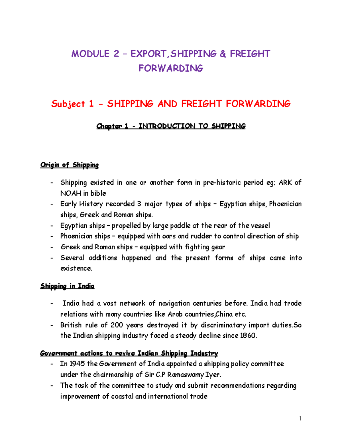 Module 2 - Export, Shipping & Freight Forwarding - MODULE 2 – EXPORT ...