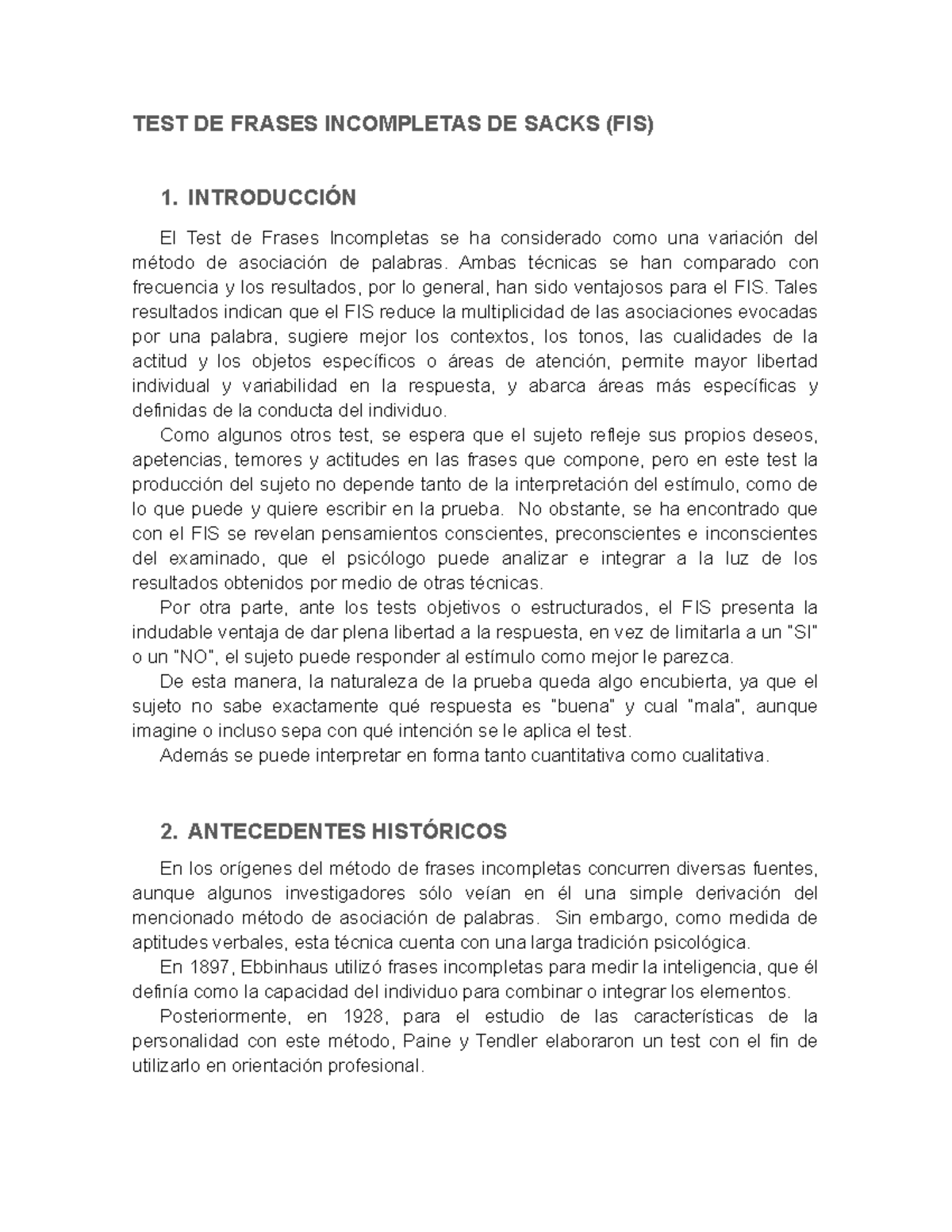 Manual del Test de Frases incompletas de Sacks - TEST DE FRASES ...