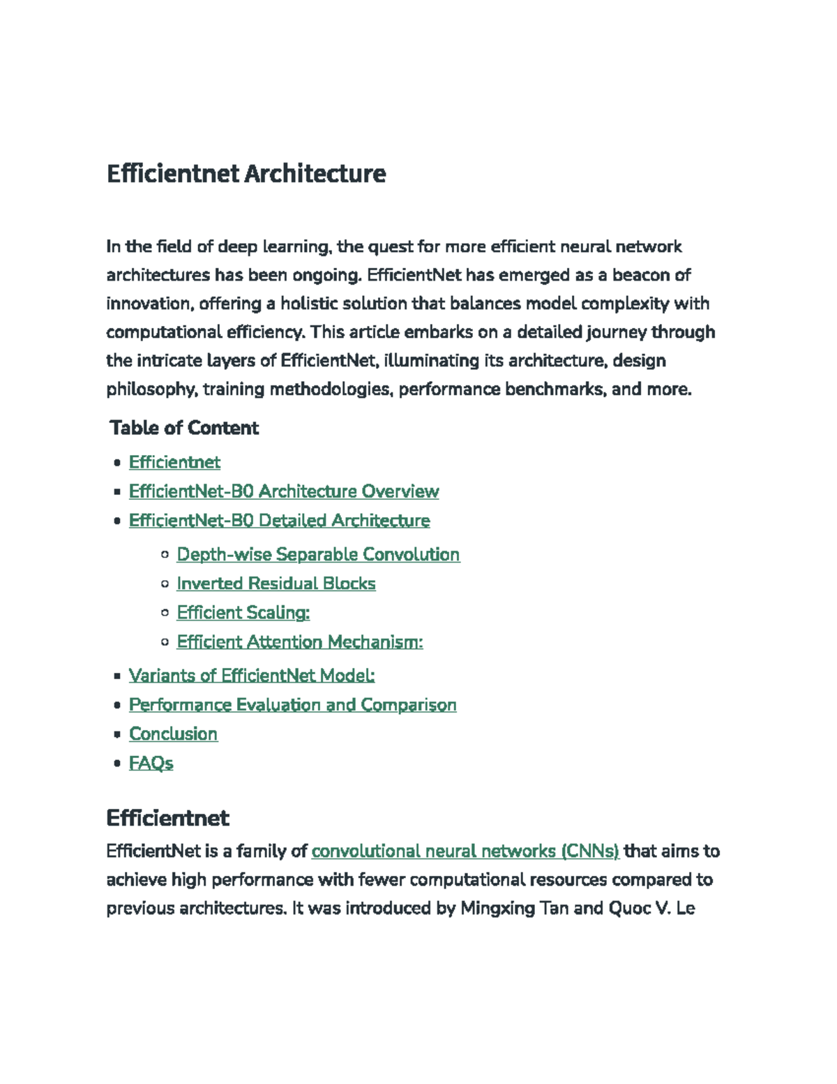 Efficentnet 1 - Deep learning - Efficientnet Architecture In the field ...