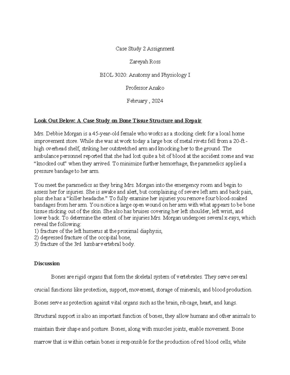 Case Study 2 Bone and Joints Finished - Case Study 2 Assignment Zareyah ...