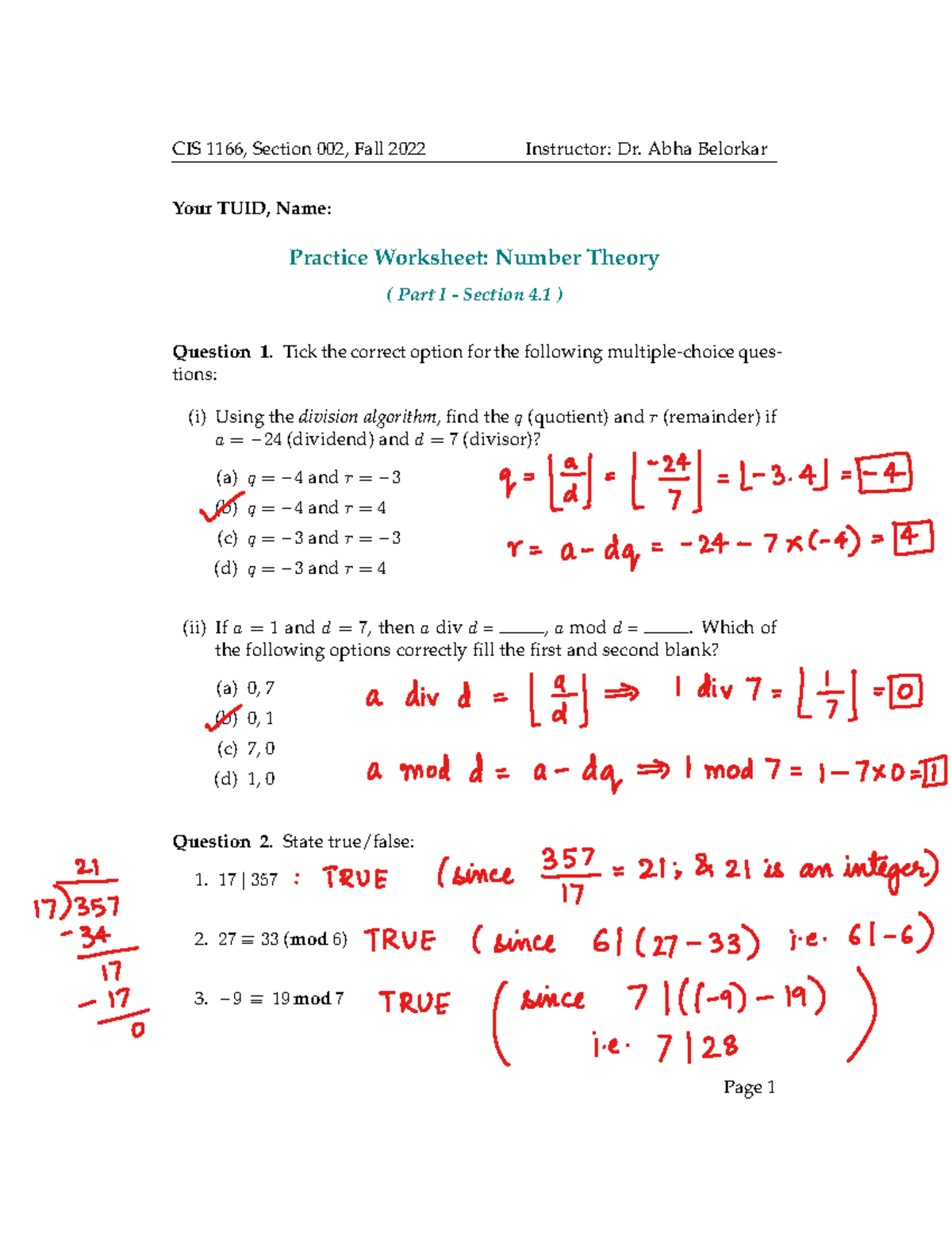 NT Practice Worksheet Section 4 1 Solutions - CIS 1166, Section 002 ...