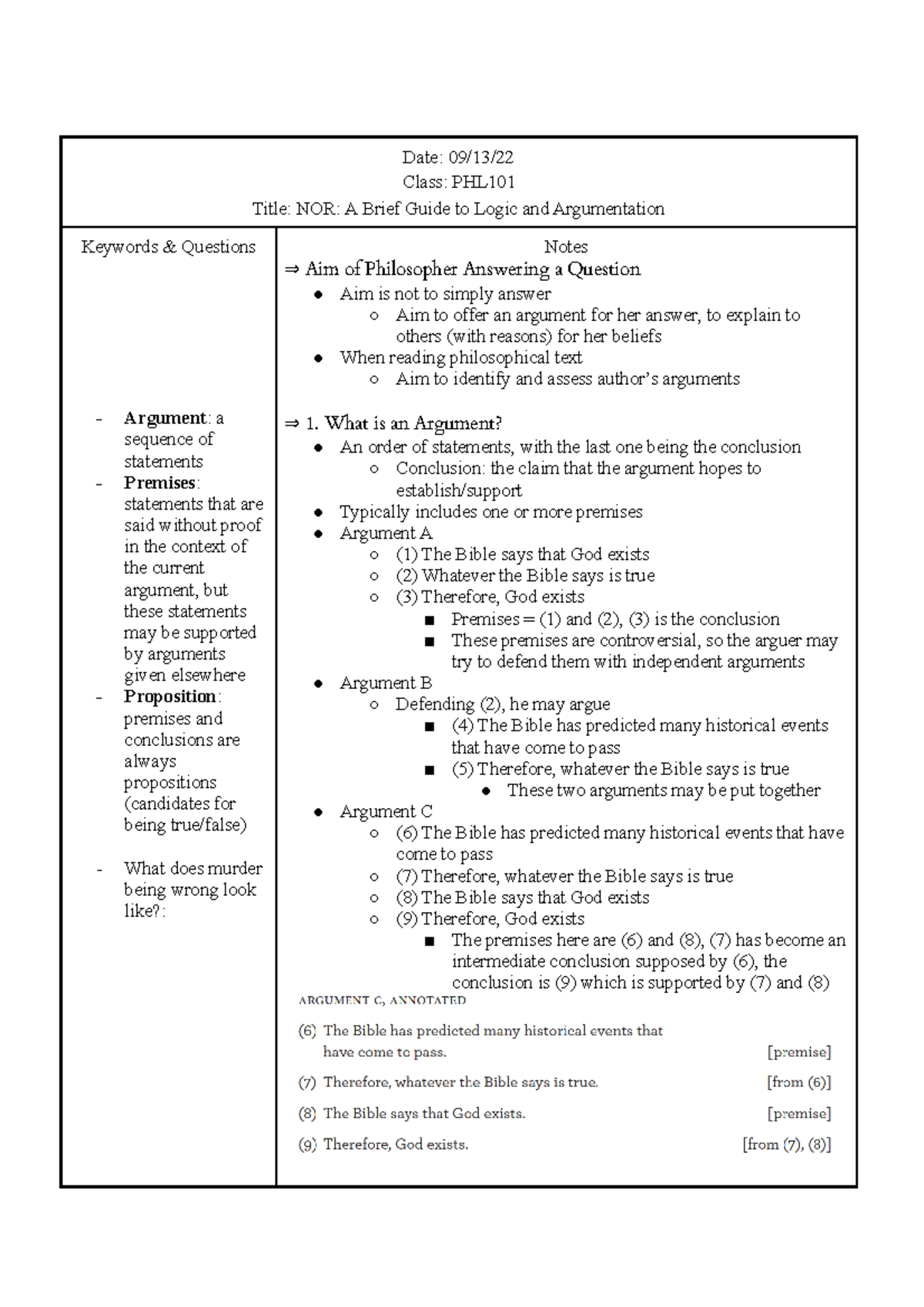 W2 A Brief Guide to Logic and Argumentation - Date: 09/13/ Class: PHL Title: NOR: A Brief Guide ...