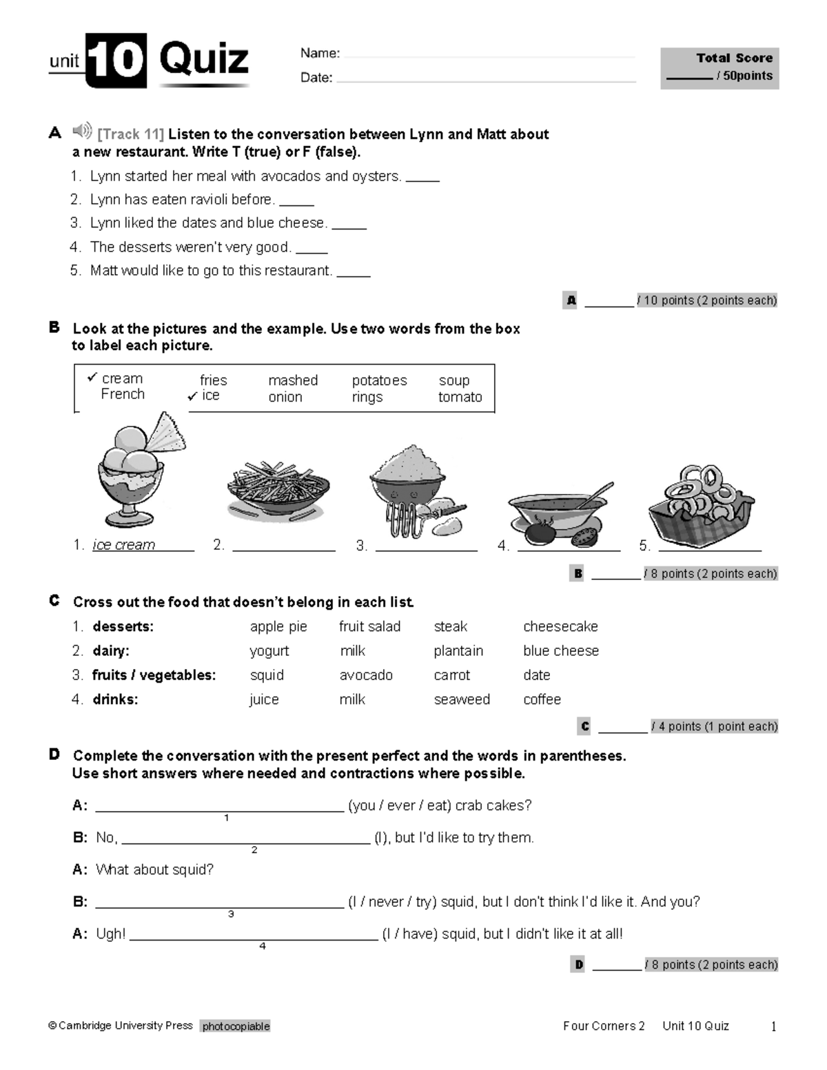 Four Corners Second Edition Level 2 Q10 - © Cambridge University Press ...