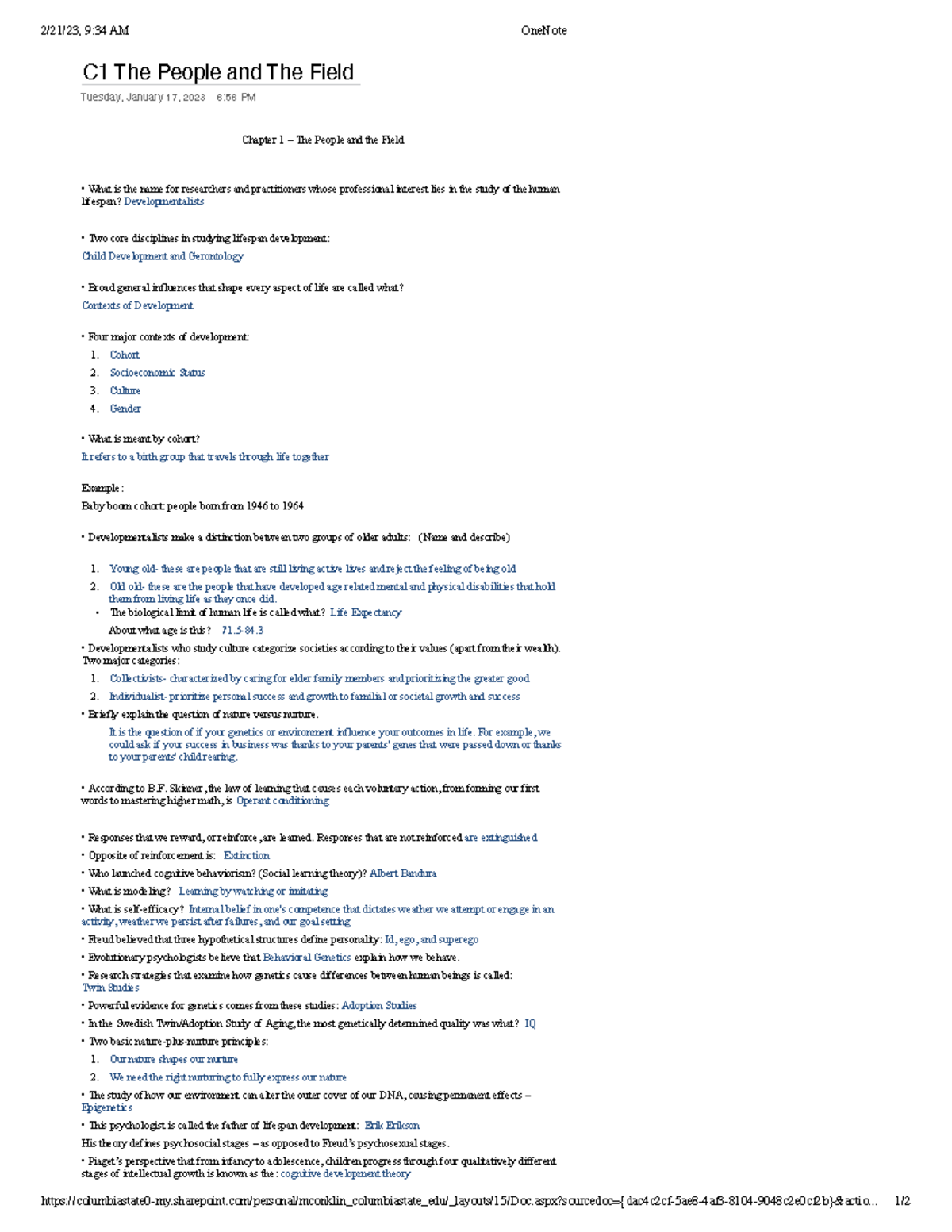 C1 notes - 2/21/23, 9:34 AM OneNote - Studocu