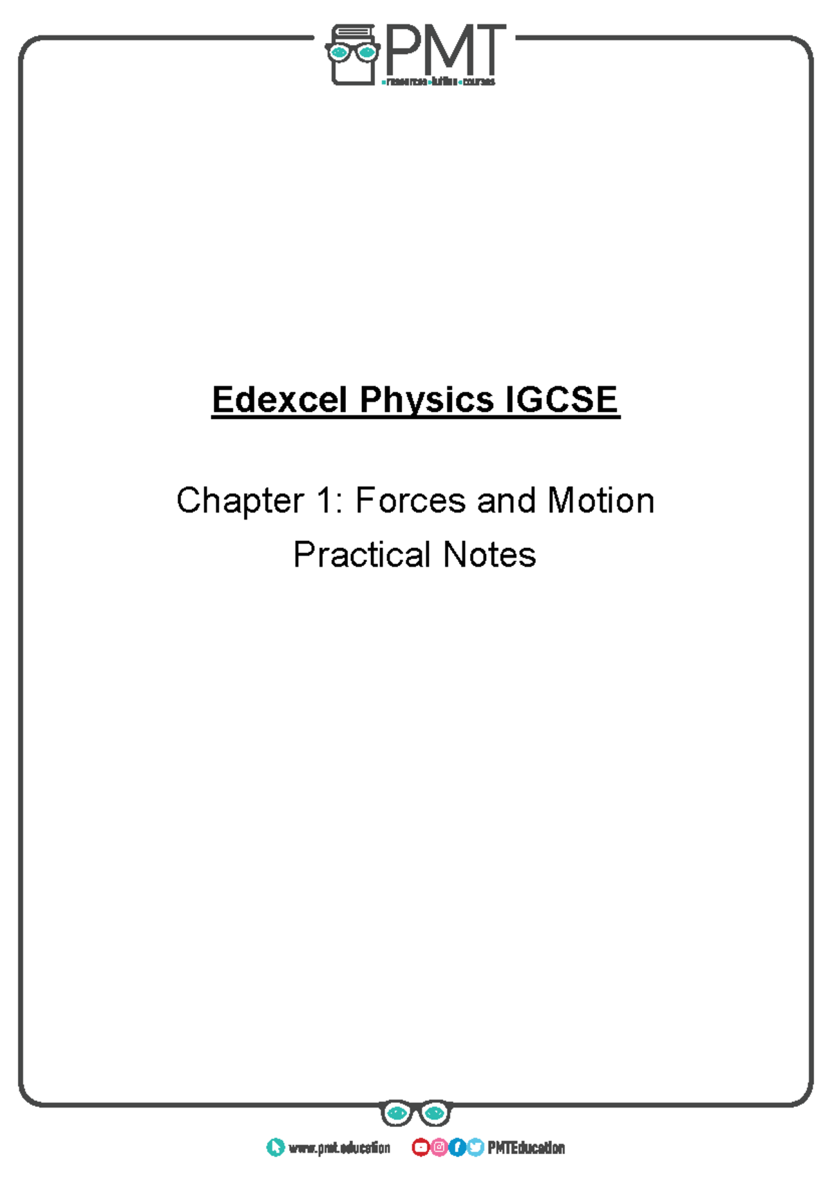 1. Forces and Motion - None - Edexcel Physics IGCSE Chapter 1: Forces ...