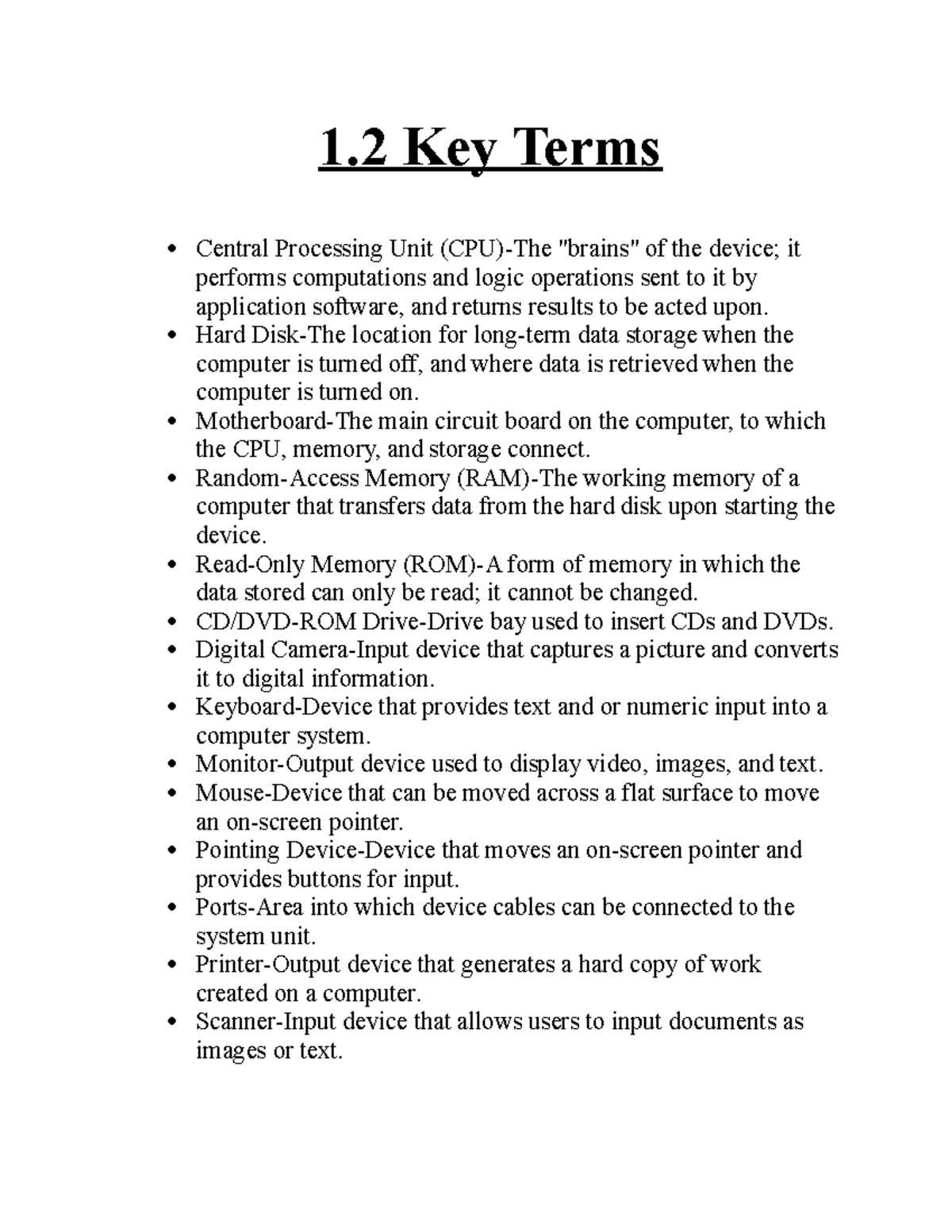 1.2 Key Terms - Information Management Technology - 1 Key Terms Central ...