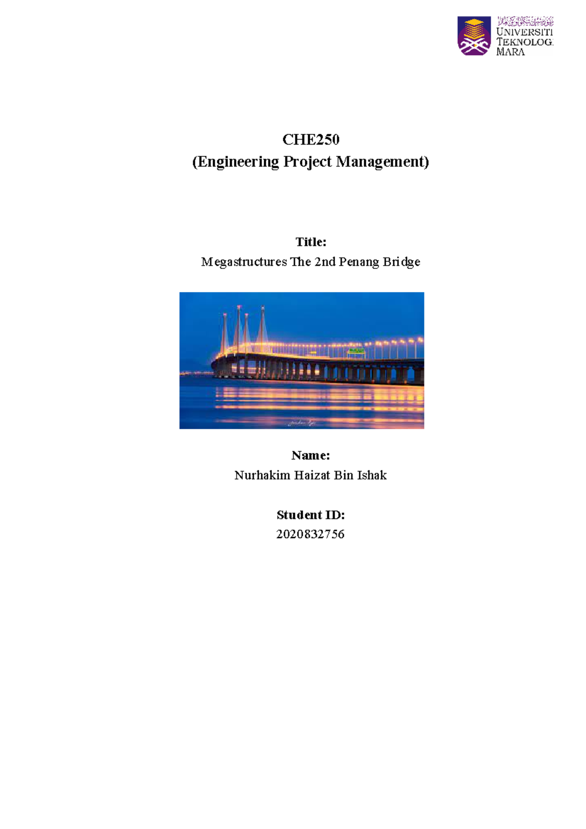 Penang Bridge Construction Essay - CHE (Engineering Project Management ...