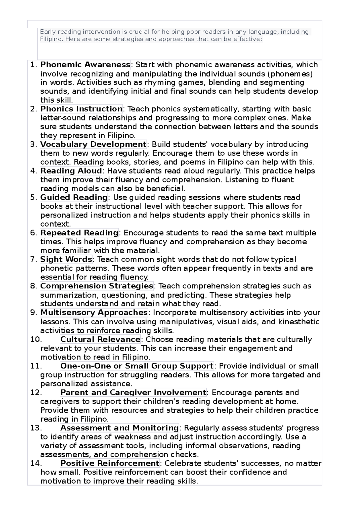 Intervention - lesson - Early reading intervention is crucial for ...