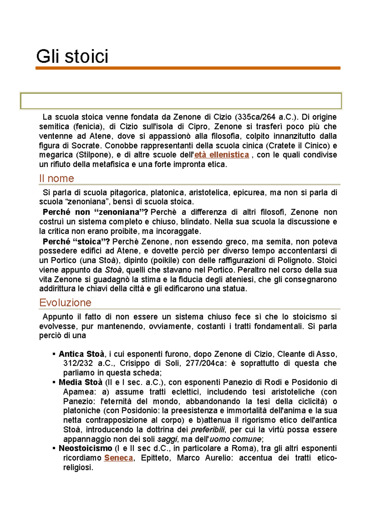 Stoici - Appunti non molto dettagliati... - Gli stoici Origine e ...