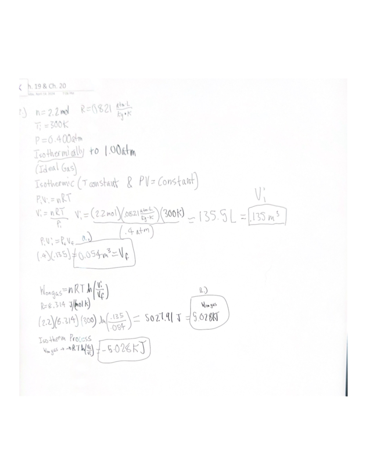 Ch. 19 & Ch. 20 Question #2 - PHYS2001 - Studocu