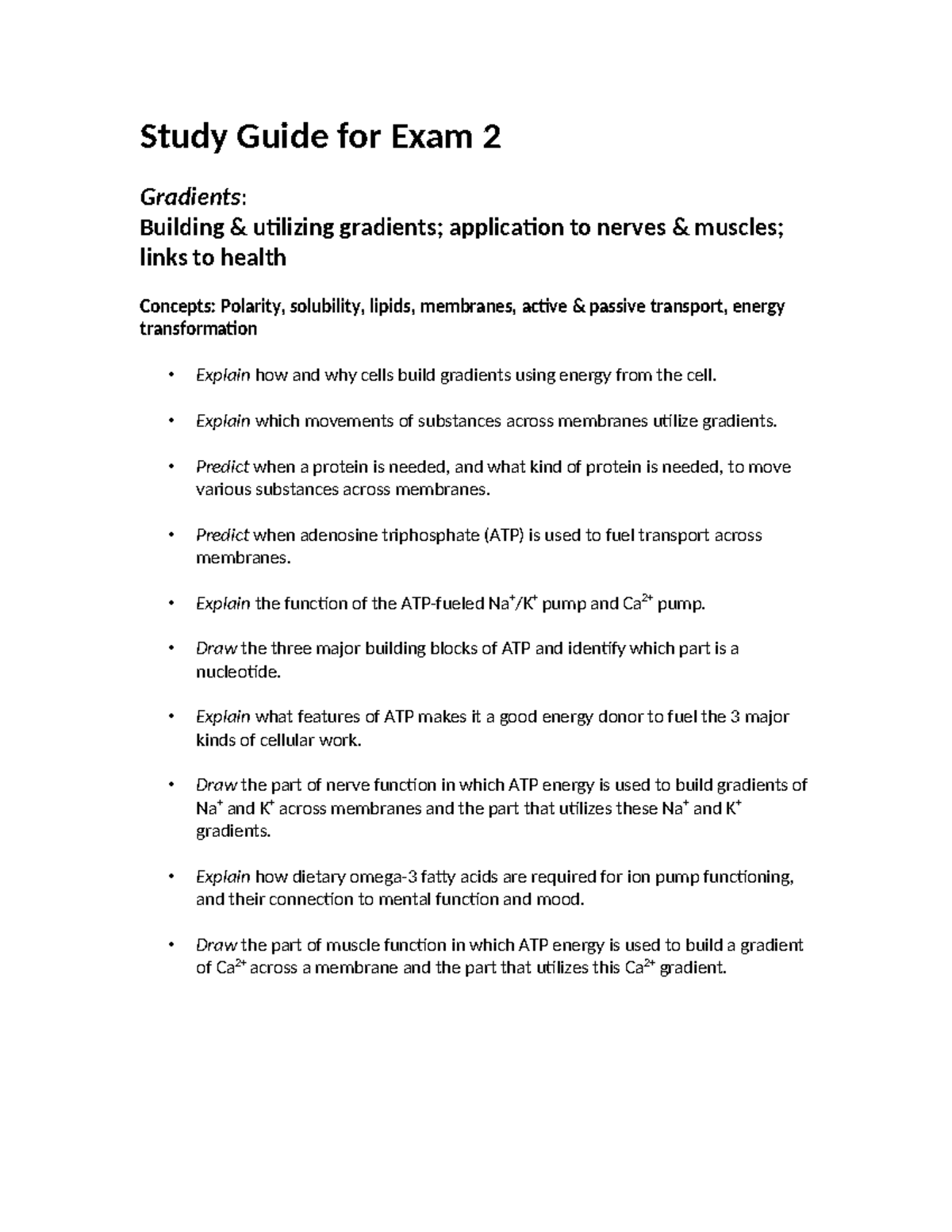 Study Guide Exam 2 updated - Study Guide for Exam 2 Gradients: Building ...