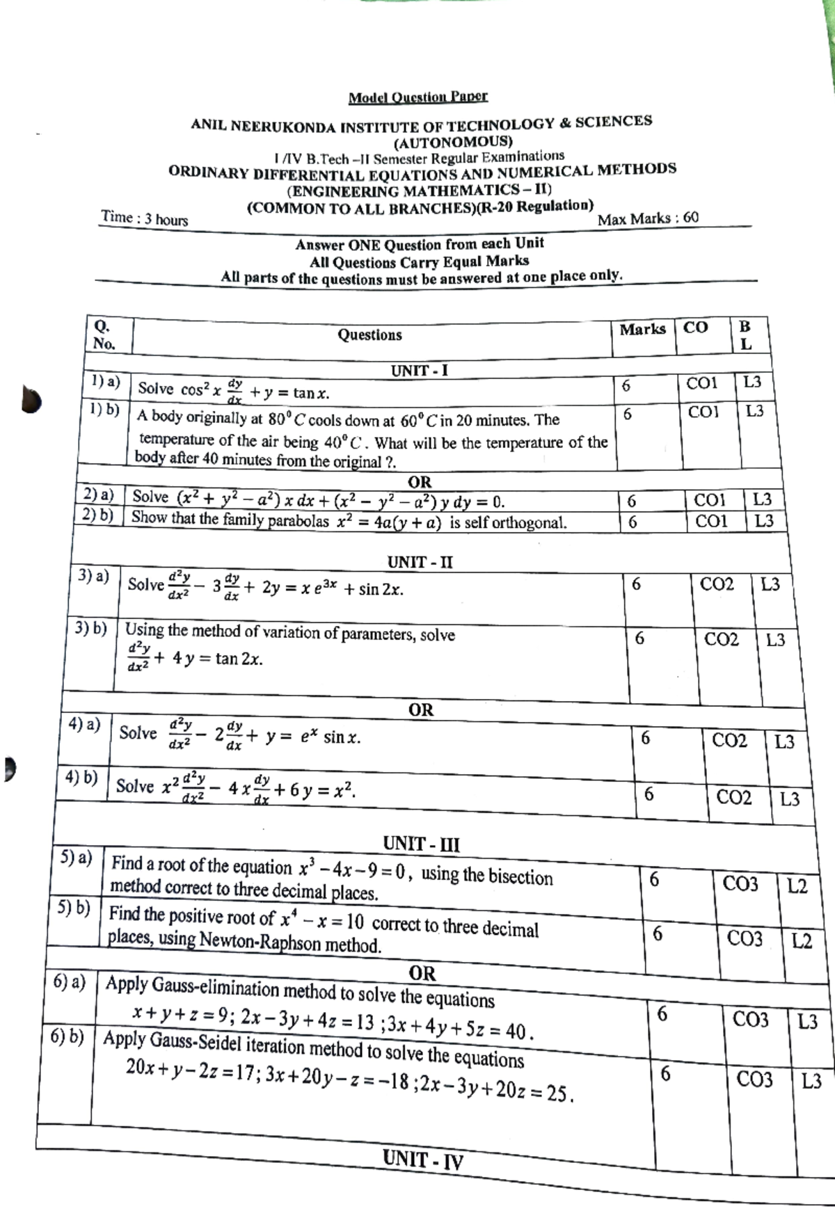 Model question paper R-19 M-2 - Model OuestionPaner ANIL NEERUKONDA ...