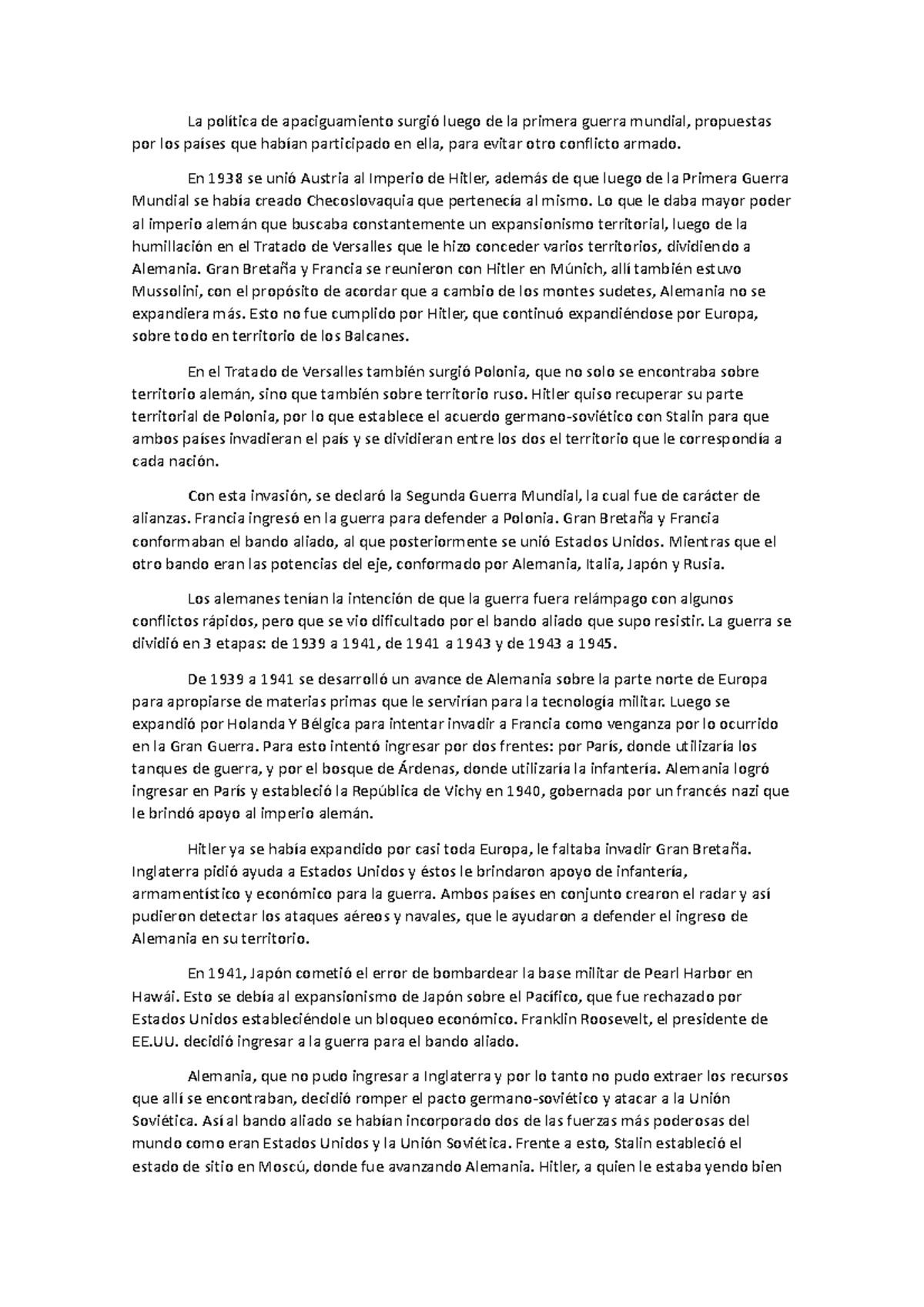 Segunda Guerra Mundial Y Guerra Fría Resumen - La política de ...