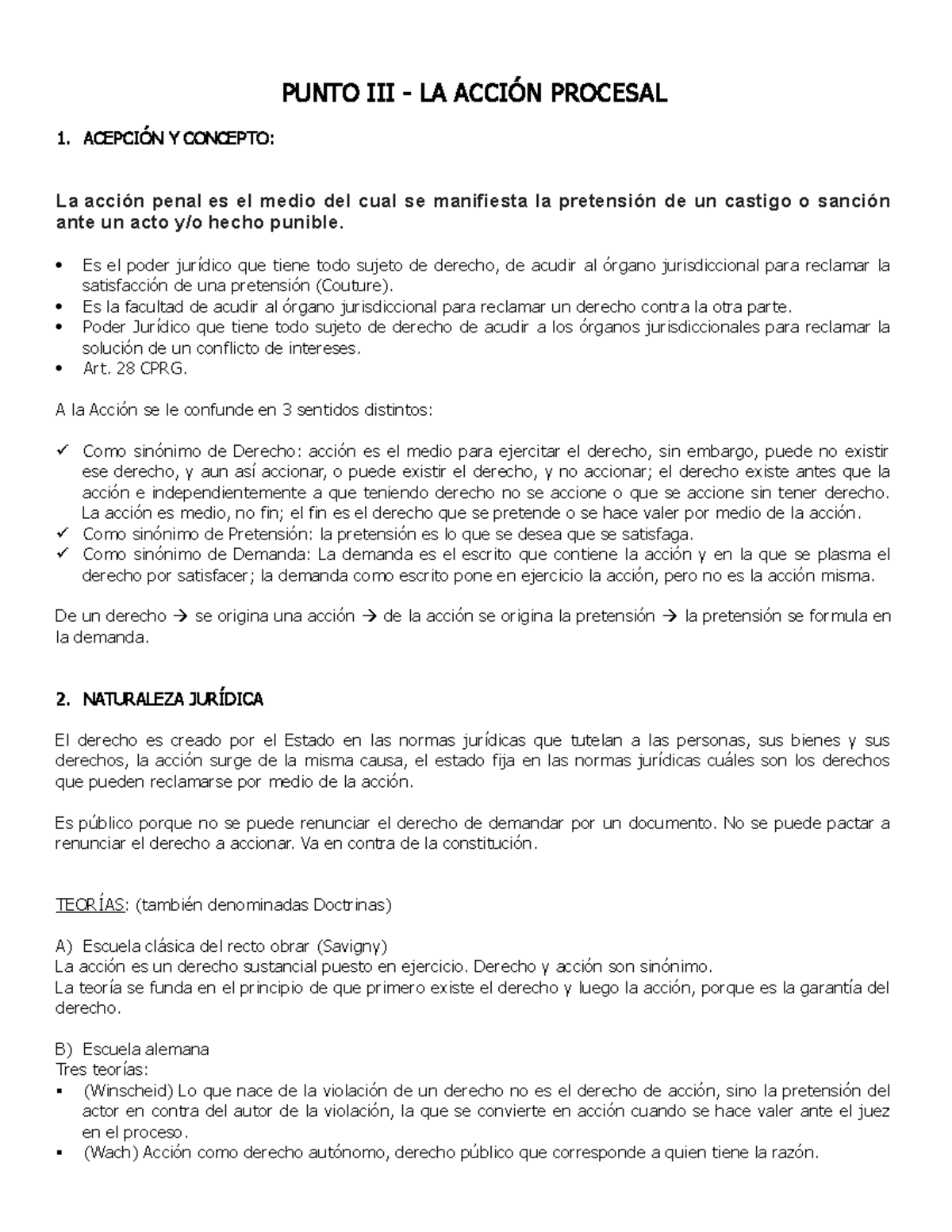 Clase 3 La Accion Procesal - Conceptos - Derecho - Derecho Procesal ...