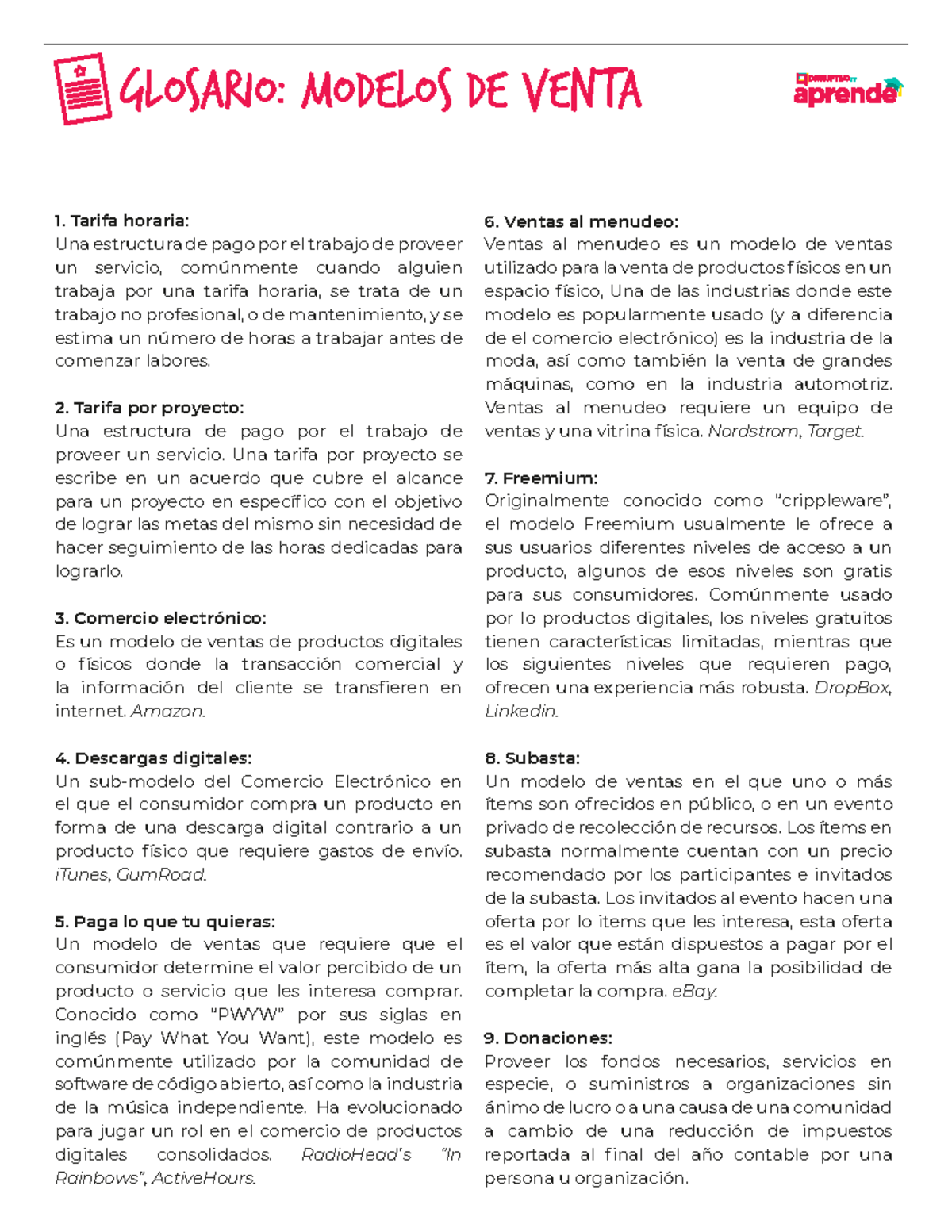modelo de ventas y sus clasificaciones de las distintas empresas - 1 ...