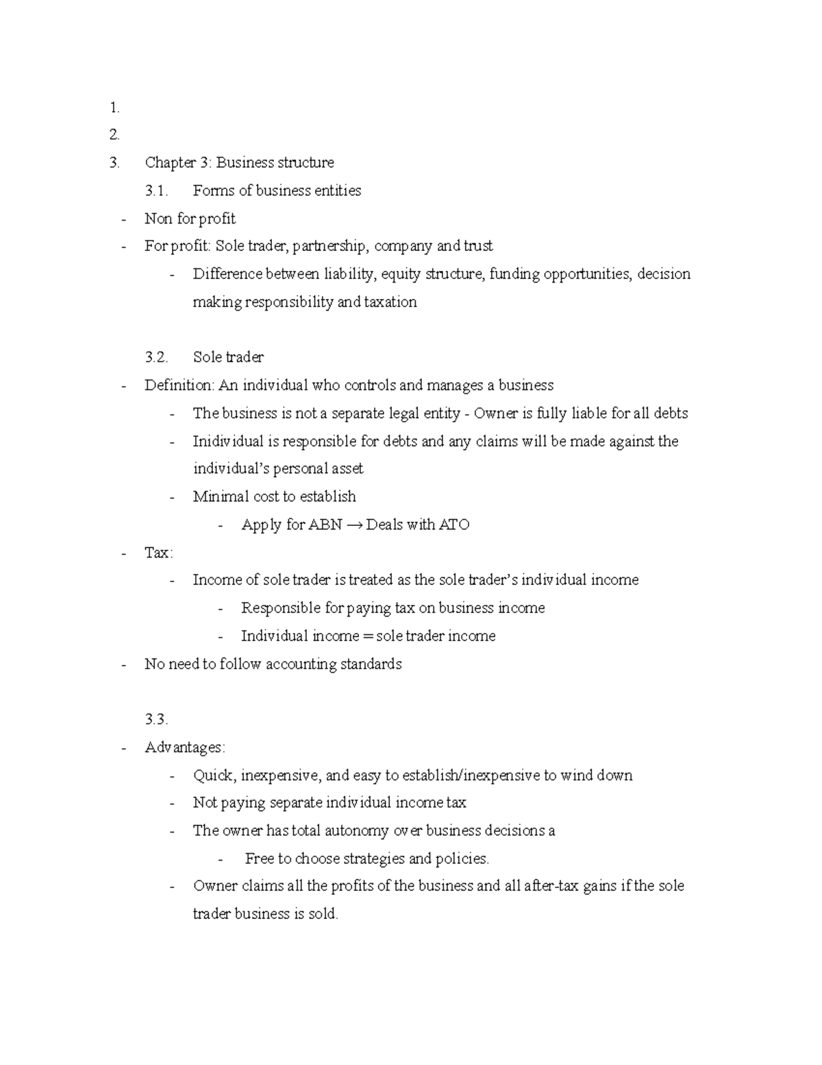 ACCT NOTE - accounting note from chap 1-5 - 1. 2. Chapter 3: Business ...