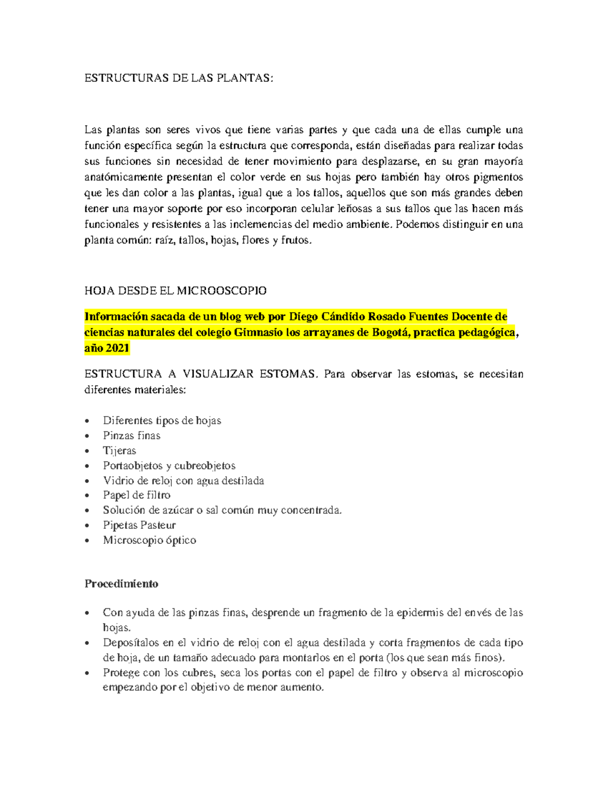 Hojas Micro - ESTRUCTURAS DE LAS PLANTAS: Las plantas son seres vivos ...