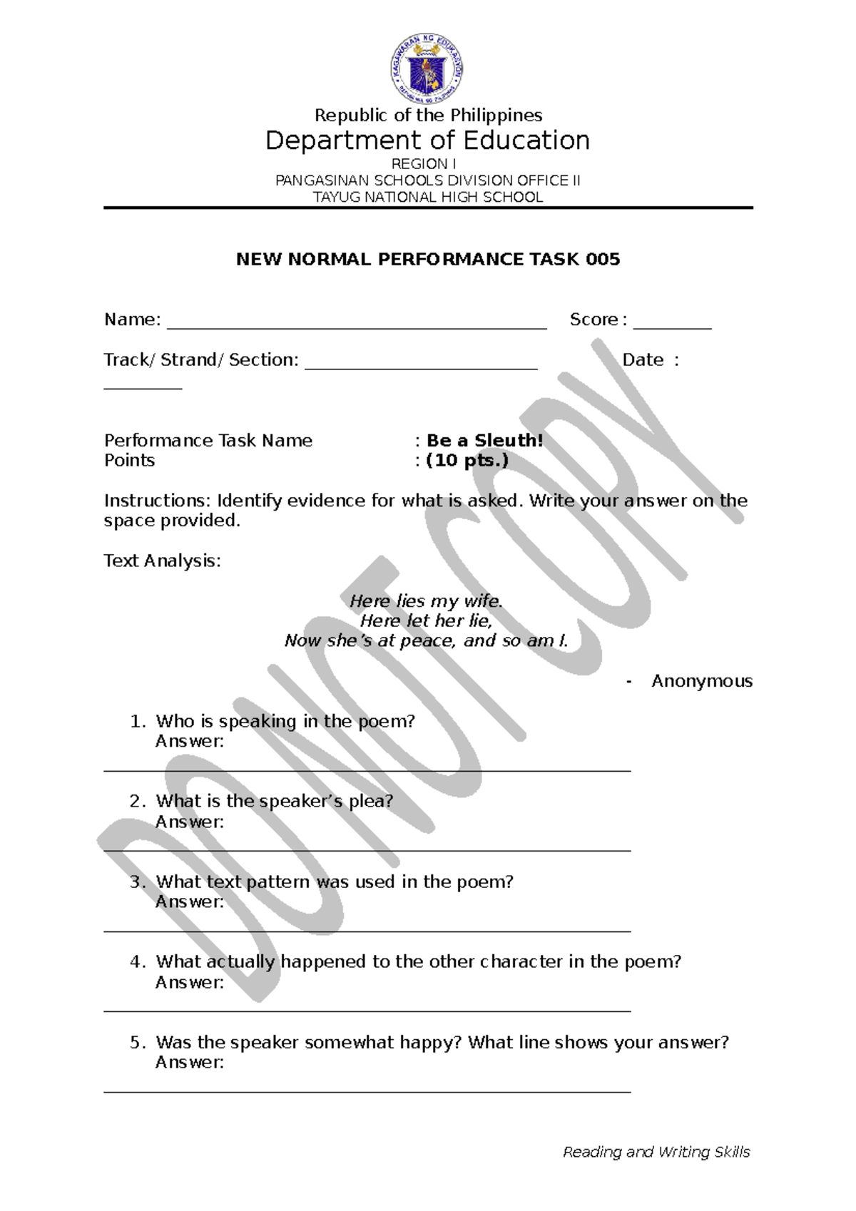 Q4 New Normal Performance Task 006Q4 New Normal Performance Task 006Q4 ...
